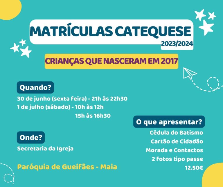 Matrículas Catequese 2023 2024 Paróquia De Gueifães